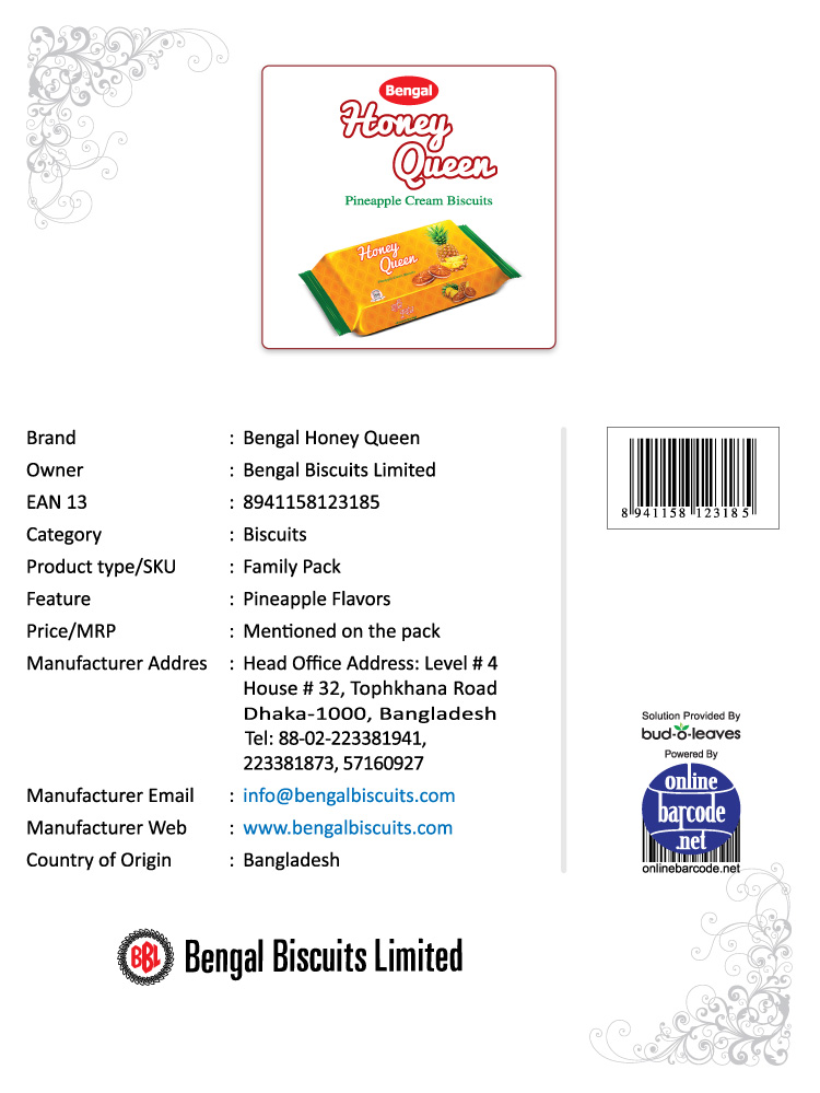 8941158123185 Bengal Honey Queen Biscuits