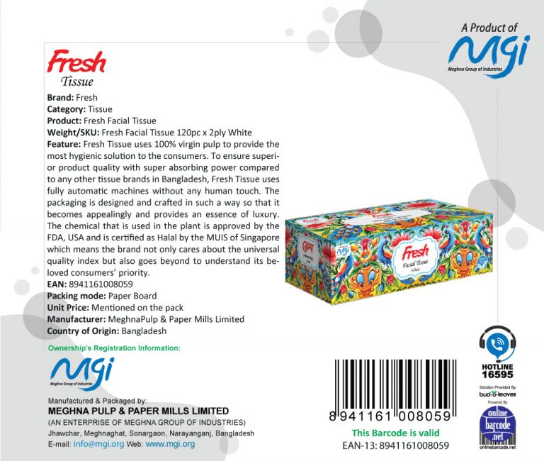 8941161008059 Fresh Facial Tissue 120pc x 2ply White