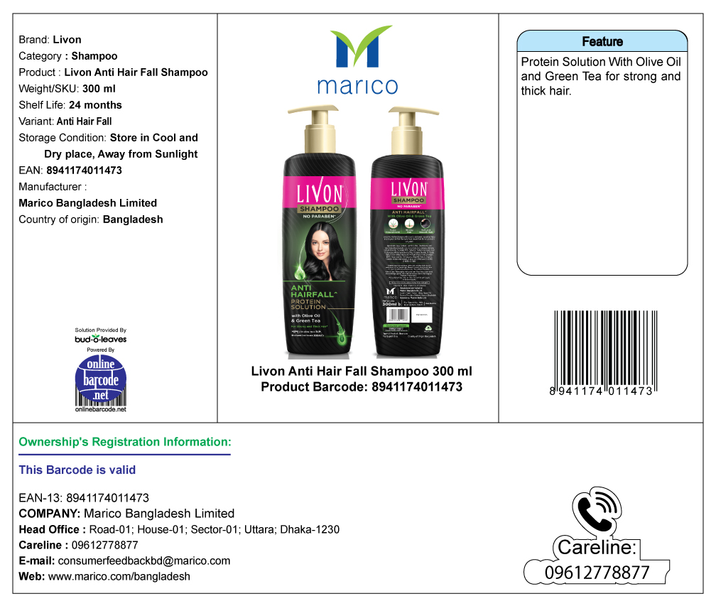8941174011473 Livon Anti Hair Fall Shampoo 300 ml