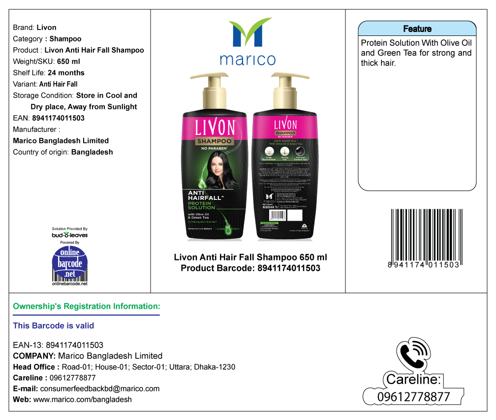 8941174011503 Livon Anti Hair Fall Shampoo 650ml